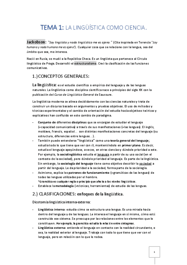 Tema 1 La Linguistica Como Ciencia Pdf