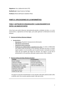 Tema 7 (Software de Organización y Almacenamiento de Datos Las Bases de Datos) - Uso y ...