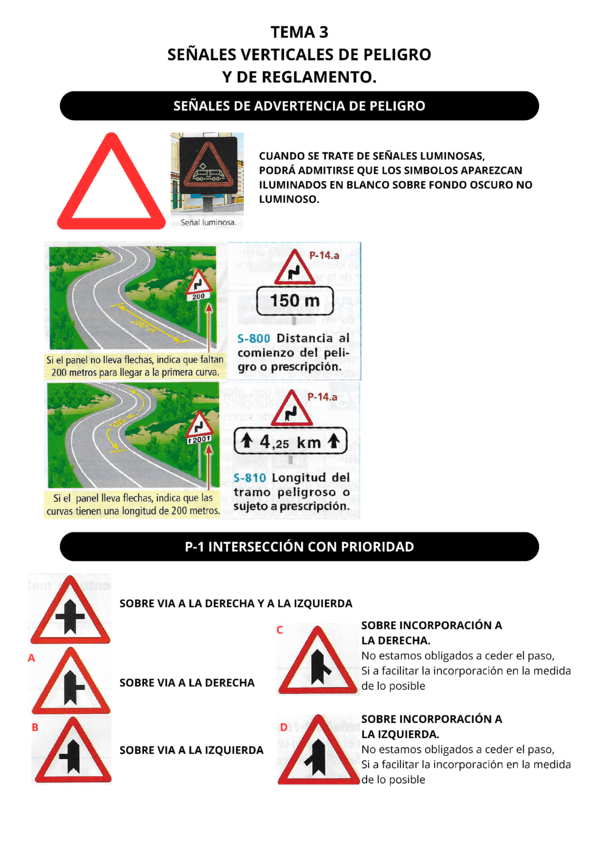 Tema 3 Senales Verticales De Peligro Y De Reglamento Pdf