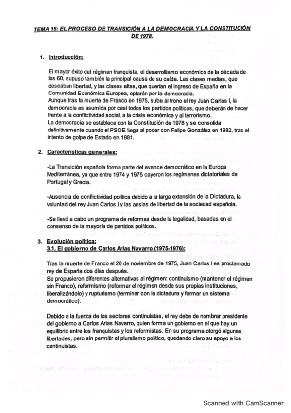 Tema 15 El Proceso De Transicion A La Democracia Y La Constitucion De