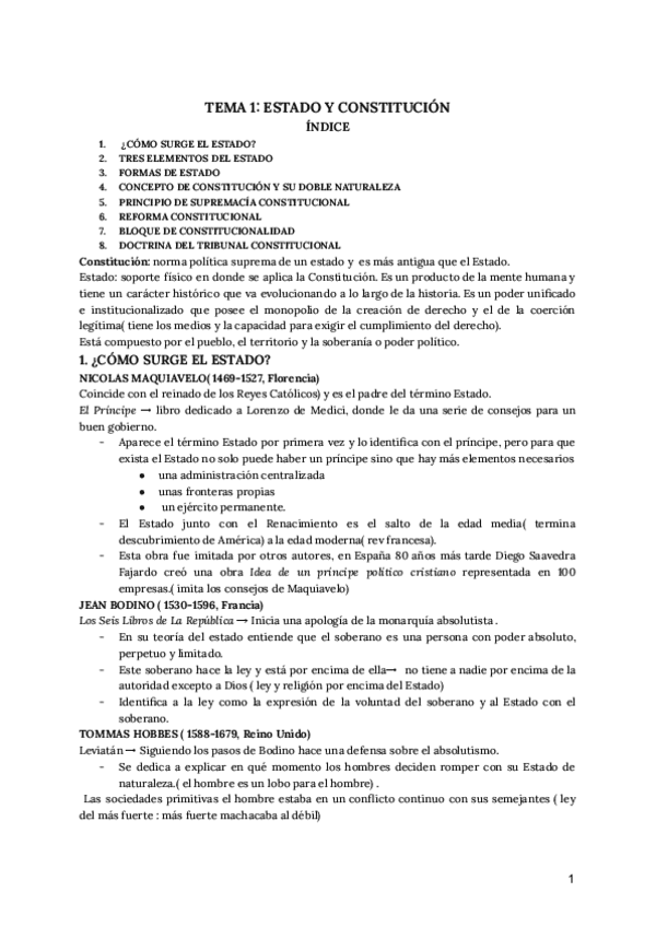 Tema 1 Estado Y Constitucion Pdf