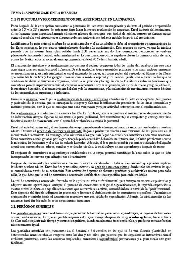 Tema 2 Aprendizaje En La Infancia Pdf