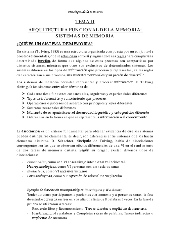 Tema 2 Psicologia De La Memoria Pdf
