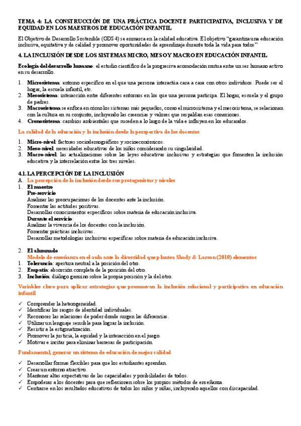 TEMA 4 LA CONSTRUCCIÓN DE UNA PRÁCTICA DOCENTE PARTICIPATIVA, INCLUSIVA Y DE EQUIDAD EN LOS ...