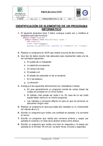 Ejercicios U.D. 02. R1 - Identificación de elementos de un programa ...
