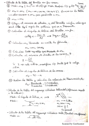 Cálculo de las tablas del conjunto reductor tornillo sin fin-corona y de los engranajes ...