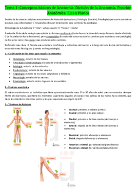 Tema 1.- Conceptos básicos de Anatomía. División de la Anatomía ...