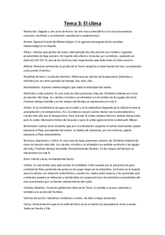 Vocabulario: El clima y el tiempo
