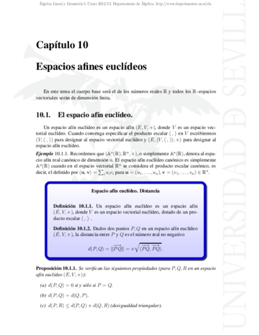 Tema 10 Espacios Afines Euclideos Pdf