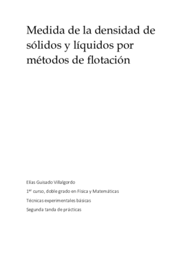 (P7- memoria) Medida de la densidad de sólidos y líquidos por métodos ...