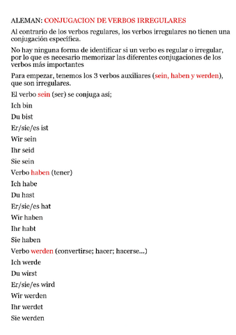 Verbos Irregulares En Aleman Pdf