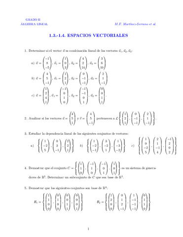 Ejercicios De Espacios Vectoriales Pdf