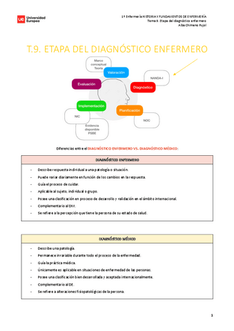 Tema 9 Etapa Del Diagnostico Enfermero Pdf