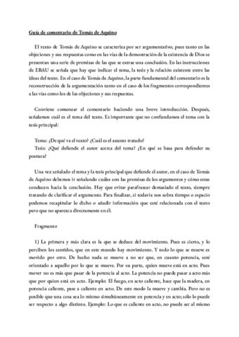 Tomás de Aquino - Guía y ejemplo de comentario redactado para examen.pdf