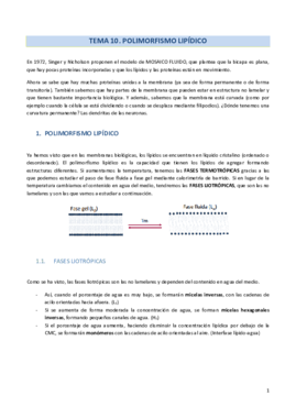 Tema 10. Diversidad de estructuras líquido-cristalinas - polimorfismo lipídico. Importancia de ...